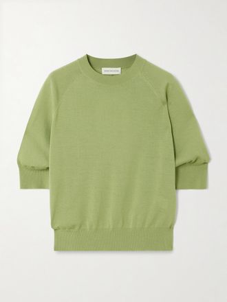 Dries Van Noten Kurz&auml;rmeliger Wollpullover - Gr&uuml;n