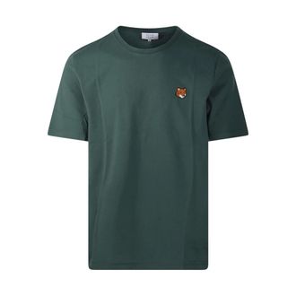 Maison Kitsun&eacute; Fox Head Regular T-Shirt - - Tops - Herren - Gr&uuml;n - S