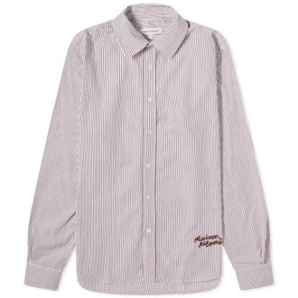 Maison Kitsun&eacute; Gestreiftes Baumwoll-Logo-Shirt - - Shirts - Herren - Mehrfarbig - XL