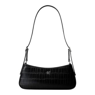 Calvin Klein Kleine Schultertasche mit Krokopr&auml;gung - - Bags - Damen - Schwarzk - ONE SIZE