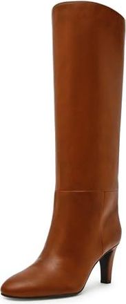 Anne Klein Bottes Arcadia mi-mollet pour femme, Cognac lisse, 38.5 EU