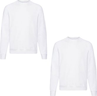 Fruit Of The Loom 2er Herren Sweatshirt Classic Raglan Sweat Shirt Verschiedene Farbsets & HLKauf-Block (DE/NL/SE/PL, Alphanumerisch, 3XL, Regular, Regular, 2X Weiss & 