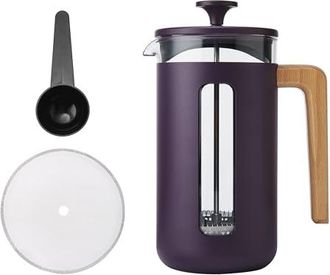 La Cafetière Pisa Kaffeebereiter für 8 Tassen, violett, langlebiger Edelstahl-Kolben, hitzebeständige französische Presse mit stilvollem Naturholzgriff, vielseitig