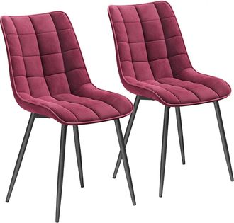 Woltu Esszimmerst&uuml;hle 2er Set, f&uuml;r Wohnzimmer K&uuml;che Esszimmer, K&uuml;chenst&uuml;hle gepolstert mit R&uuml;ckenlehne, Sitzfl&auml;che aus Samt, mit Metallbeinen, bis 150 kg be