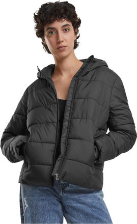 Urban Classics Ladies Short Puffer Jacket with Hood Black, 4XL