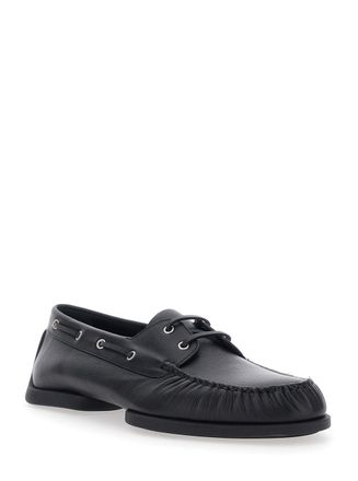 Jil Sander Mens Loafers, Black Leather