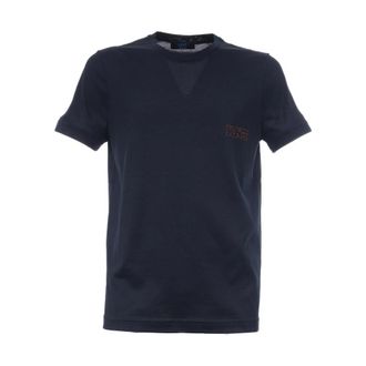 Kiton Baumwoll-T-Shirt mit kurzem &Auml;rmel und Logo - - Tops - Herren - Blau - S