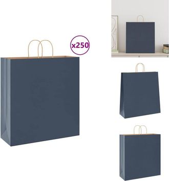 vidaXL Papiertragetaschen 250 Stk. mit Henkeln Blau 45x17x48 cm - Papiertragetasche - Papiertragetaschen - Papiert&uuml;te - Kraftpapiert&uuml;te