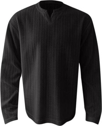 Generic Lightweigh - Sweat-shirt uni pour homme 2026 - Chandail d&eacute;contract&eacute; solide en tricot au crochet &agrave; manches longues et col en V - V&ecirc;tements pour entra&icirc;n