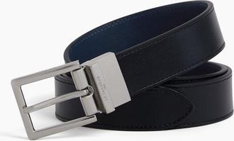 Le Tanneur Wendbarer Herreng&uuml;rtel mit rechteckiger Schnalle aus glattem Leder