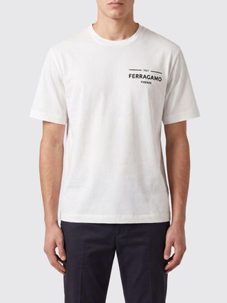 Ferragamo T-shirt &agrave; col rond en coton avec logo contrastant &agrave; lavant