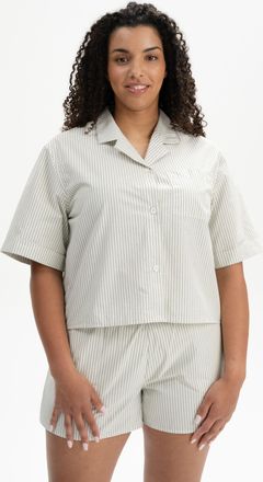 Mela Damen vegan Pyjama Set Thymian/Naturwei&Atilde;Y Gestreift