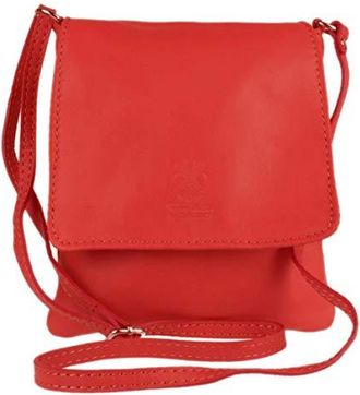 Girly HandBags Sac bandoulière en cuir véritable Vera Pelle pour femme Sac messager Holiday Rouge