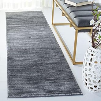 Safavieh Tapis Glam Couleur Unie pour Salon, Salle à Manger, Chambre à Coucher - Collection Vision - Poils Courts - Gris - 66 x 244 cm