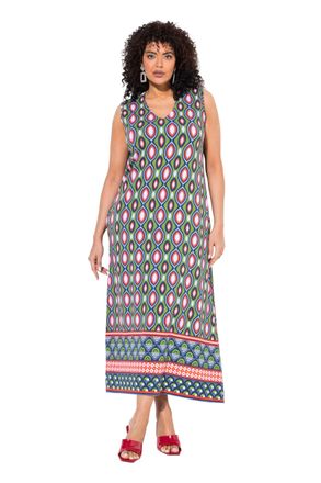 Ulla Popken Damen große Größen Übergrößen Plus Size Maxikleid, A-Linie, V-Ausschnitt, ärmellos, Taschen grasgrün 54+ 838846420-54+