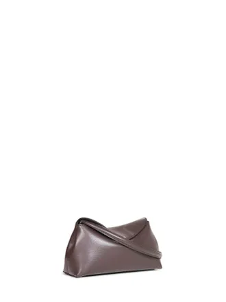 Toteme Womens Clutch Bag T-Lock Brown Leather Calf Handbags Hand