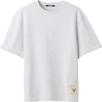 Jacquemus T-Shirt mit Logo-Stickerei - Grau