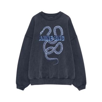 Anine Bing Femme, Sweatshirts et sweats &agrave; capuche, Noir, Taille: 42 FR Harvey Crew Snake