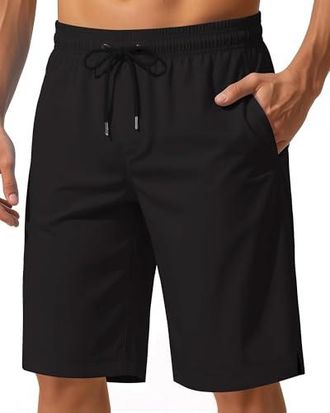 Generic Short de bain pour homme avec doublure de compression, s&eacute;chage rapide, respirant, pour la course &agrave; pied, le sport, la gym, Noir, XXL