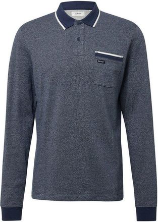 s.Oliver Langarmshirt Polo-Shirt Langarm-Polo mit B&uuml;ndchen in Melange-Optik