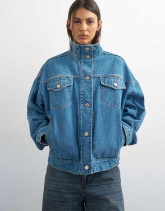 Topshop Veste &agrave; col chemin&eacute;e et ourlet &eacute;lastique - Bleu menthe