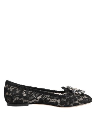 Dolce & Gabbana Schwarze Taormina Spitzenkreationen Flache Schuhe