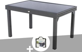 Hesperide Hesperide - Table extensible rectangulaire en verre 6/10 places - Aluminium &eacute;poxy et verre tremp&eacute; - Dimensions 135x90cm ferm&eacute;, 270x90cm ouvert