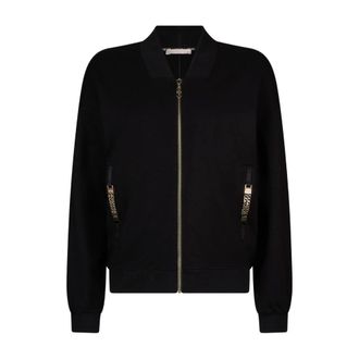 Liu Jo Femme, Vestes, Noir, Taille: 44 FR SweaT-shirt avec Zip et D&eacute;tails de Cha&icirc;ne