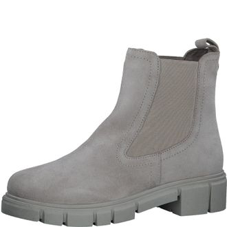 Marco Tozzi Damen Chelsea Boots aus Leder mit Absatz, Grau (Taupe), 38