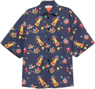 Walter Van Beirendonck chemise imprimée intégral - Bleu