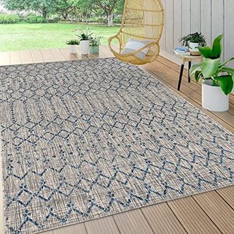 Jonathan Y Designs SMB108A-8 Ourika Marokkanisches Geometrisches Strukturgeflecht Innen/Außen Grau/Marine 240 cm x 300 cm Vorleger, Bohemian, pflegeleicht, Wohnzimmer, G