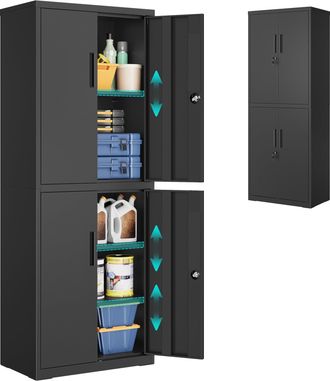 Songmics Aktenschrank, Mehrzweckschrank, B&uuml;roschrank, mit 4 T&uuml;ren und 5 Ebenen, 40 x 60 x 180 cm, 2 Schl&ouml;sser, verstellbare Ablagen, Aufbewahrungsschrank aus S