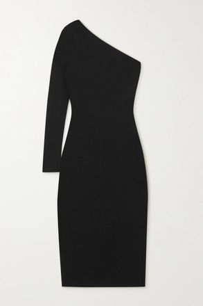 Victoria Beckham Asymmetrisches Midikleid Aus Stretch-strick - Schwarz