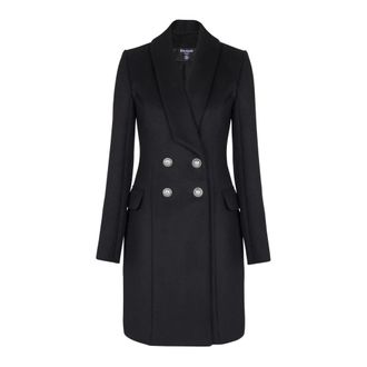 Balmain Manteau en laine &agrave; 4 boutons - Femme - Manteaux - Noir - Taille: 38 FR