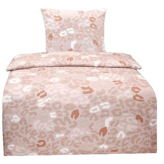 Generic Hochwertige Biber Bettw&auml;sche Baumwolle Leopard Beige 135x200 80x80 Set 2tlg