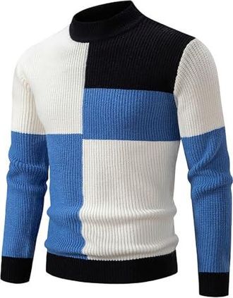 Generic Pull à col roulé pour homme, coupe ajustée, col roulé, doux et chaud, pull tricoté à col roulé pour homme, pull dhiver confortable, blanc, XXXL