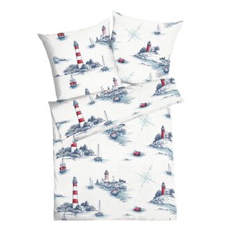 Kaeppel Seersucker Bettw&auml;sche K&uuml;stenflair blau 1 Bettbezug 135 x 200 cm + 1 Kissenbezug 80 x 80 cm