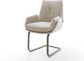 DELIFE Freischwinger Clea-Flex Webstoff Soft Beige Freischwinger flach Effektfinish Titan, Esszimmerst&uuml;hle