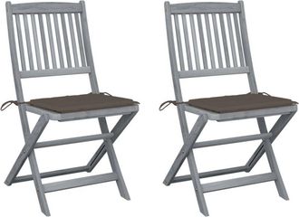 vidaXL Klappbare Gartenst&uuml;hle 2 Stk. mit Kissen Massivholz Akazie vidaXL