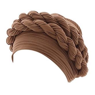 Generic Chapeau tendance pour femme avec perles tress&eacute;es - Bonnet de nuit doubl&eacute; de satin - Style d&eacute;contract&eacute;, kaki, Taille unique