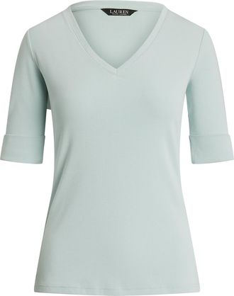 Ralph Lauren STRETCH COTTON ELBOW-SLEEVE V-NECK TEE