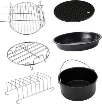 Cabilock 6stücke Heißluftfritteusenzubehör Set Mit Bratpfannen Für Heißluftfritteuse Backzubehör Pizzablech Aus Hochwertigem Material Für Langzeitgebrauch