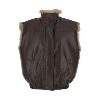 Msgm Msgm, Femme, Vestes, Brun, Taille: 38 FR Veste r&eacute;versible sans manches