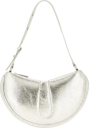 Themoir&egrave; Womens Bag Ebe Silver Palm Fiber Shoulder
