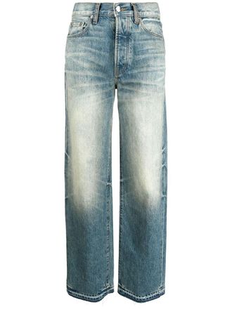 Amiri jean droit &agrave; effet us&eacute; - Bleu