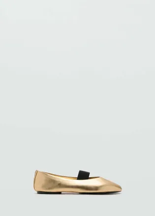 Mango Chaussures cuir bride or - Femme - 35 - MANGO