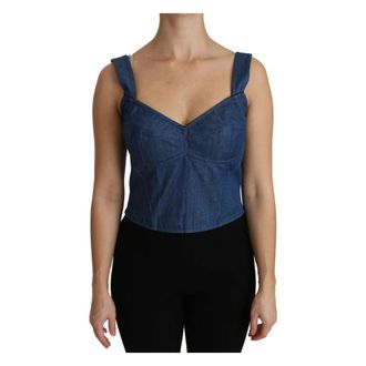 Dolce & Gabbana &Auml;rmellose Oberteile - - Tops - Damen - Blau - 2XS
