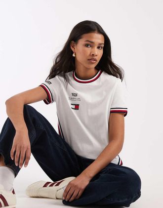 Tommy Hilfiger x Cadillac F1 - Cropped-T-Shirt in Wei&szlig;