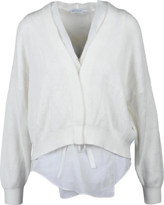 Brunello Cucinelli Femme, Pulls, Blanc, Taille: 36 FR Cardigan Aperto