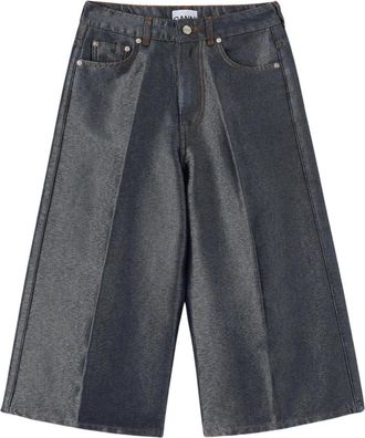 Ganni Femme, Jeans, Gris, Taille: W30 Shiny Weft Denim Shorts